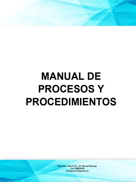Manual Procesos Y Procedimientos Pasion Jeans Pdf Gestión De