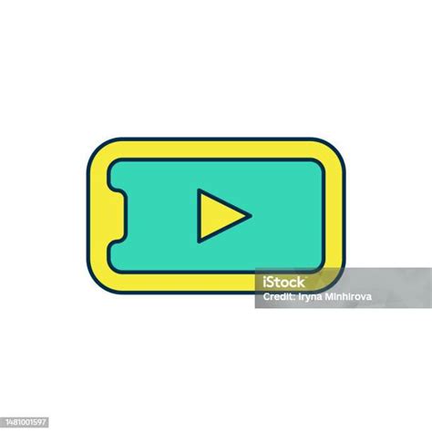 흰색 배경에 격리 된 온라인 재생 비디오 아이콘을 입력 된 개요 플레이 기호와 스마트 폰과 필름 스트립 벡터 가득 찬에 대한