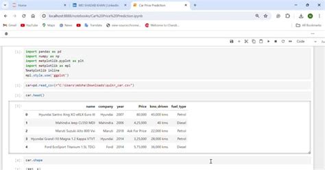 Video Md Shadab Khan On Linkedin Datascience Python Machinelearning Carpricepredictor