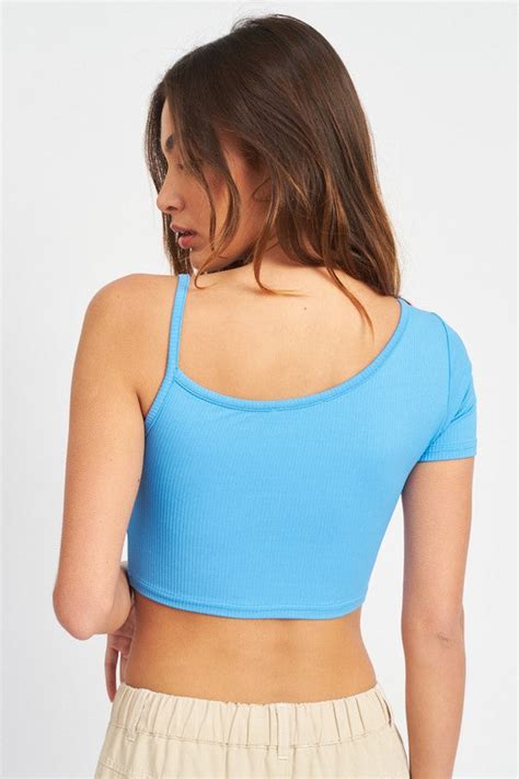Asymmetrical Binding Cropped Top Ddmine
