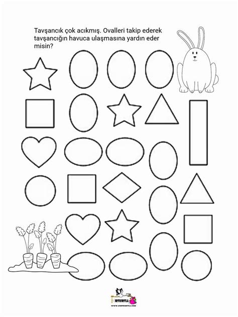 ŞEKİLLER ÇALIŞMA SAYFASI OVAL Shapes worksheet kindergarten Shapes