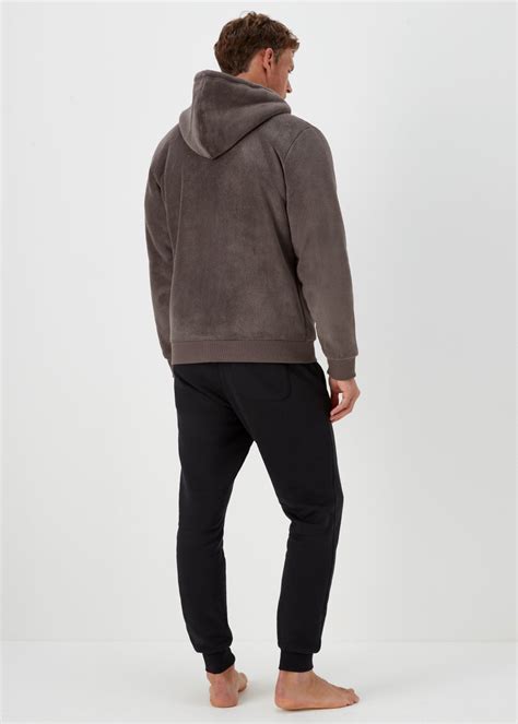 Charcoal Zip Up Fleece Lounge Hoodie Matalan