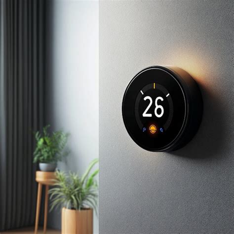 A Smart Thermostat Displaying Realtime Temperature And Climate Control Settings Premium Ai
