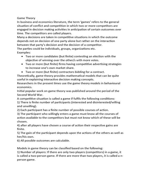 game theory pdf game theory economic equilibrium