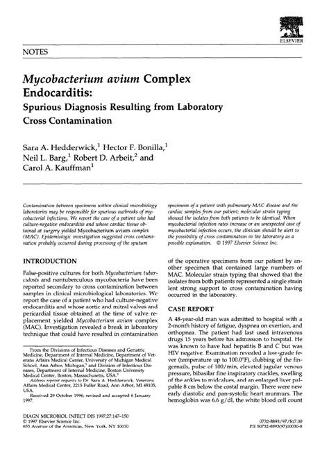 Pdf Mycobacterium Avium Complex Endocarditis Spurious Diagnosis