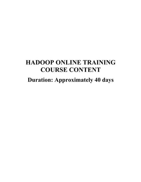 Hadoop Course Contents Latest Pdf