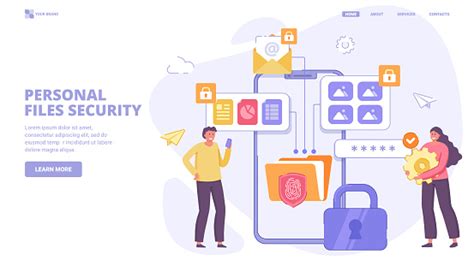 Personal Files Security Safe File Storage Access To Files In Cloud Encrypted Folder Flat Design
