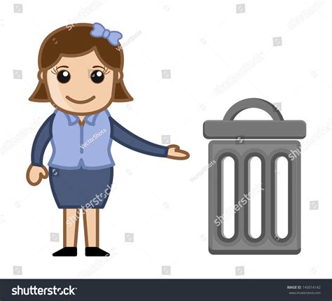 Woman Trash Bin Vector De Stock Libre De Regalías 145014142