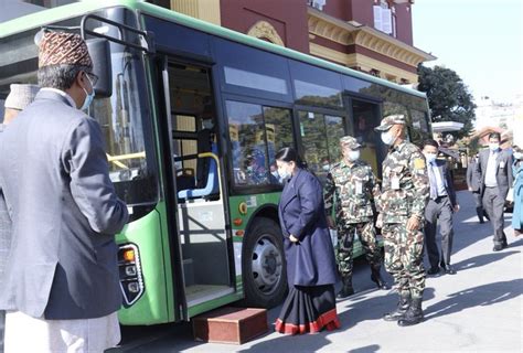 President Bidhya Devi Bhandari Took A Ride On Sajha Yatayats Electric