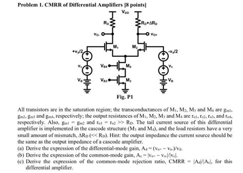 Solved Problem 1 Cmrr Of Differential Amplifiers [8 Points]