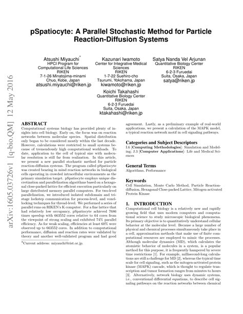 Pdf Pspatiocyte A Parallel Stochastic Method For Particle Reaction Diffusion Systems