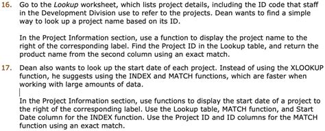 16 Go To The Lookup Worksheet Which Lists Project Details Including