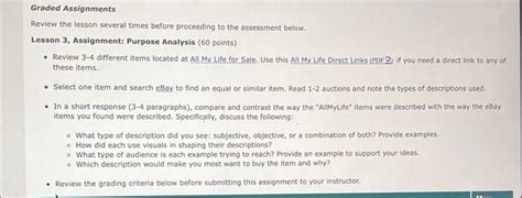 graded assignments review the lesson several times