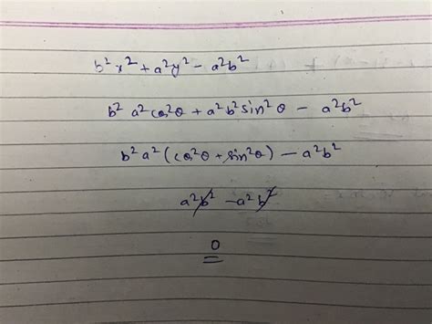 1 If X A Cos Theta Y B Sin Theta Then The Value Of B 2 X 2 A 2