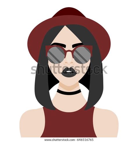 Vector Illustration Hipster Girl Geek Glasses Stock Vector Royalty