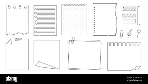 Memo Sticky Note Reminder Sheet Paper Doodle Paper Frame Check List With Pin Tape Paperclip