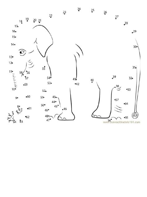 Cute Elephant Dot To Dot Printable Worksheet Connect The Dots Pdf