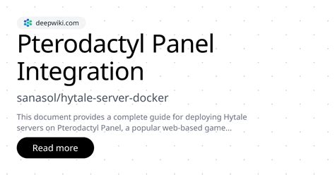 Pterodactyl Panel Integration Sanasol Hytale Server Docker Deepwiki