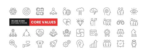 Set Of Core Values Line Icons Set Core Values Outline Icons With Editable Stroke Collection