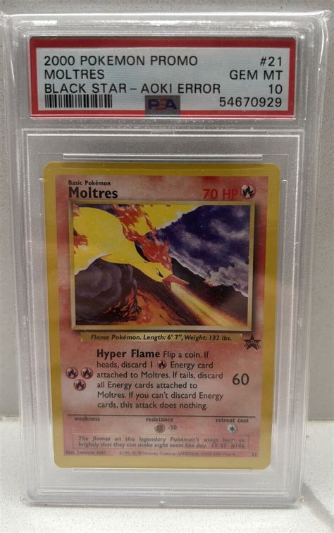 2000 Pokemon Promo Black Star 21 Moltres Toshinao Aoki Error Psa 10 Gem