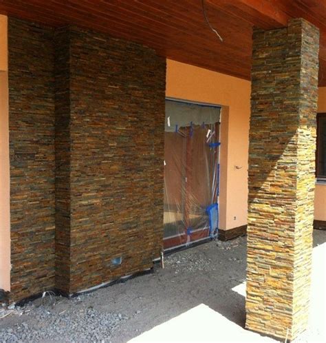 Multicolour Thin Strip Stone Panels Real Stone Cladding