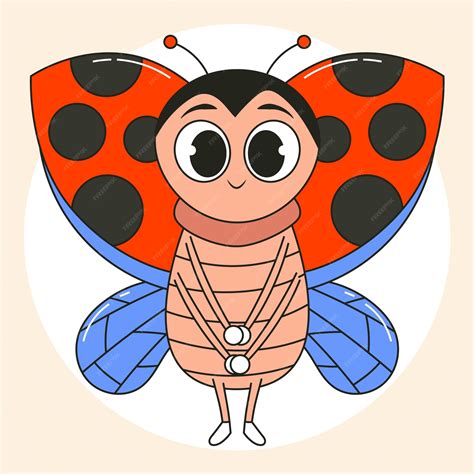 손으로 그린 만화 무당 벌레 그림 무료 벡터