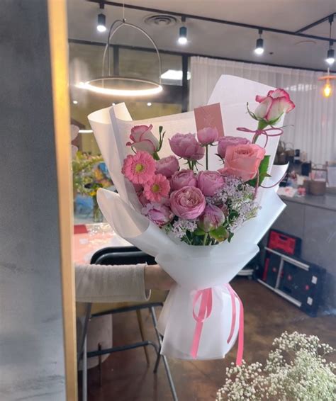 핑크꽃다발 중 배민 장보기∙쇼핑