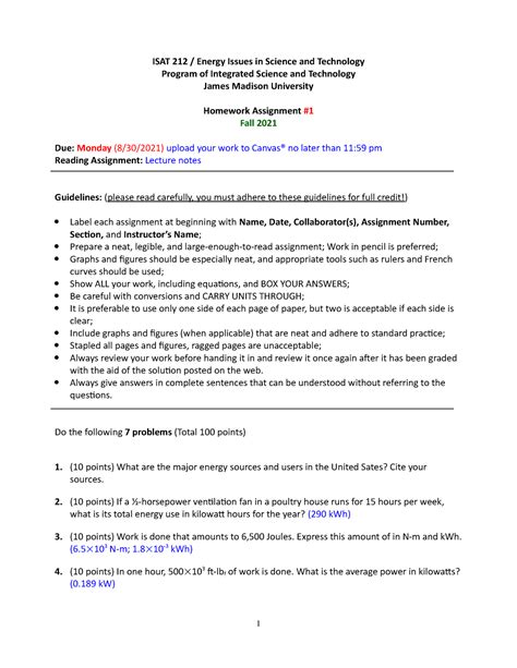 Isat 212 Fall 2021 Hw 01 Assignment 2 Isat 212 Energy Issues In