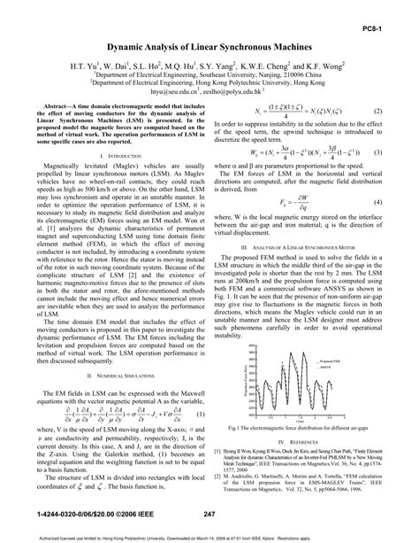 pdf dynamic analysis of linear synchronous machines
