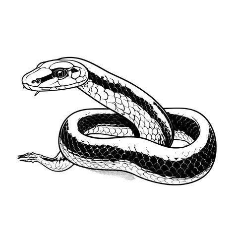 Boceto Dibujado A Mano Ilustración Serpiente Rata Negra Vector Premium