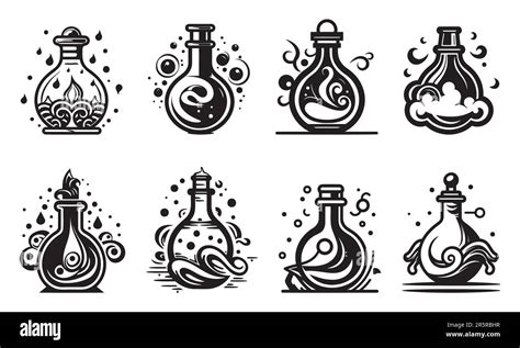 silhouette of a bottle with a collection of magic elixir or poison