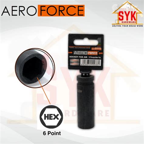Syk Aero Force Socket Long For Air Adaptor Impact Wrench Machine Accessories Hexagon Socket