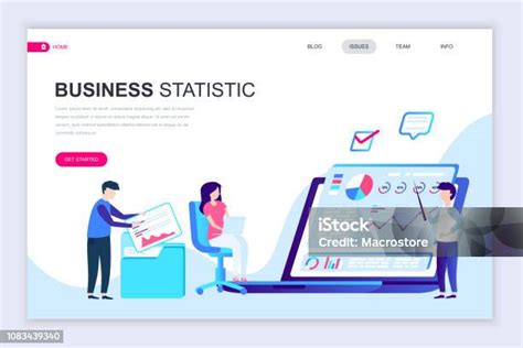 Template Desain Halaman Web Datar Modern Dari Statistik Bisnis Dihiasi