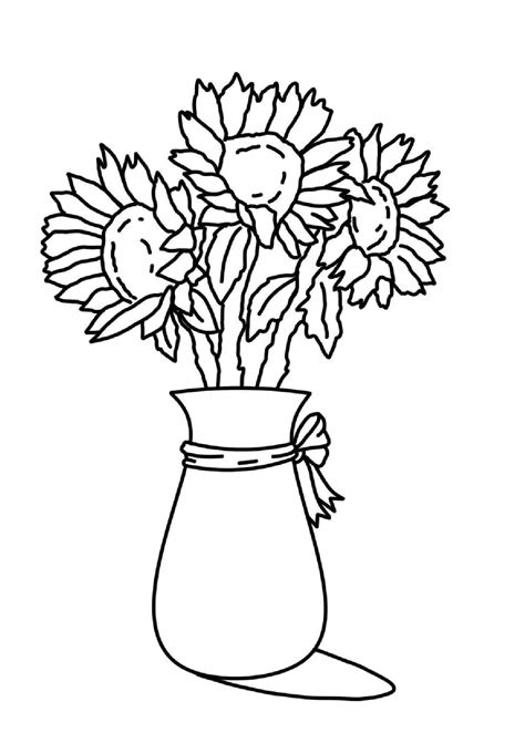 Girassóis Em Um Vaso Para Colorir Imprimir E Desenhar Colorirme
