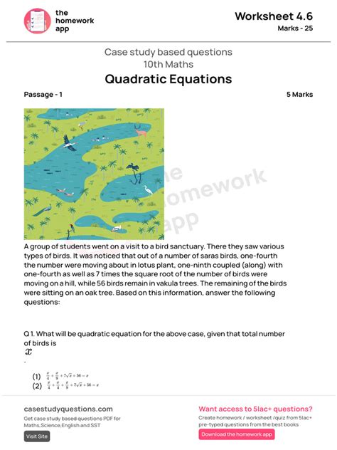 worksheet 4 6 quadratic equations pdf worksheet mathematics