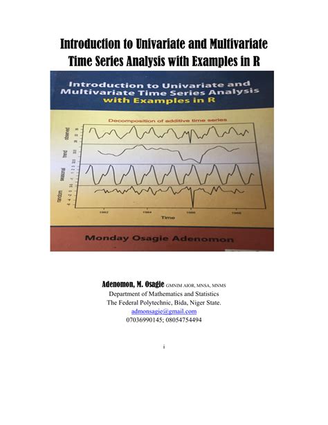 Pdf Introduction To Univariate And Multivariate Time Series Analysis With Examples In R