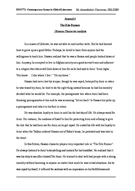 Doc The Kite Runner Hassan Character Analysis