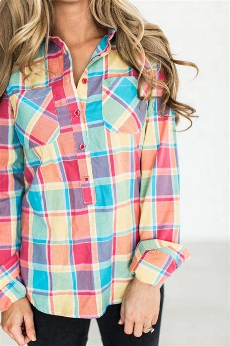 Plaid Popover Rainbow Sorbet Plaid Clothes Fashion