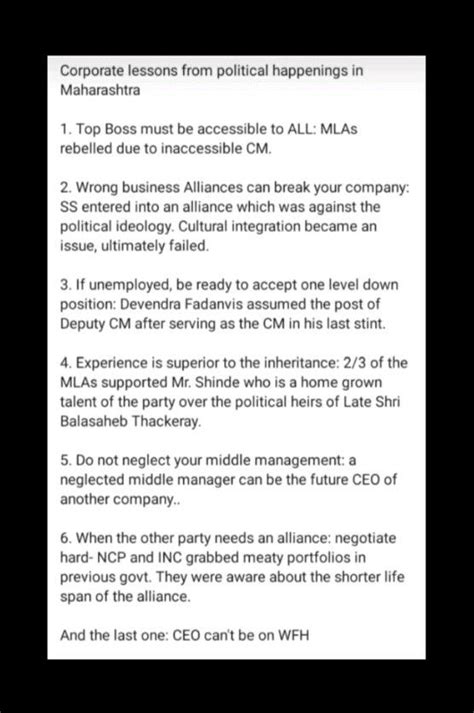 Corporate Lessons From Political Happenings In Maharastra Anand Patil