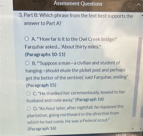 Solved Assessment Questions 3 Part B Which Phrase From The Text Best