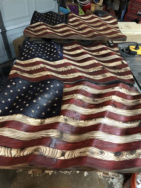 Waving Wood Flags By Cop Caddy Wooden American Flag American Flag