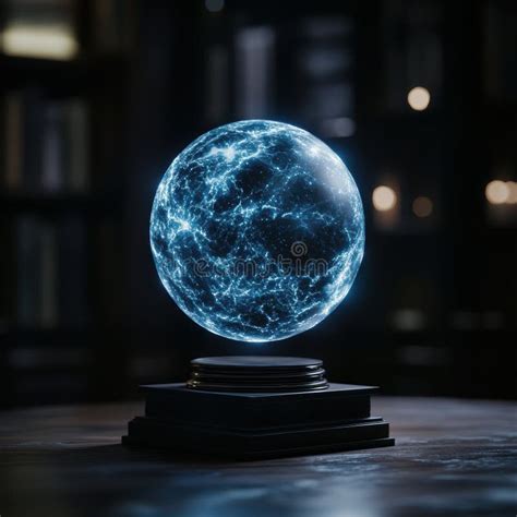 Glowing Sphere Of Light Floating Above Dark Surface Stock Illustration Illustration Of Scifi