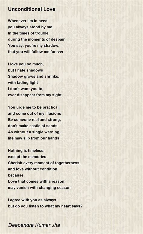 Unconditional Love Poetry Tyredisrael
