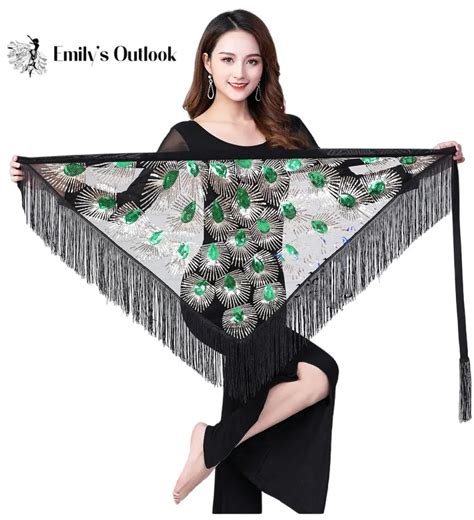 Belly Dance Hip Scarf Sequin Tassel Triangle Bellydance Long Skirt