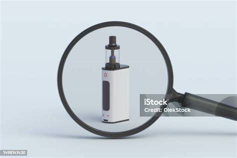 돋보기 뒤에 있는 전자 담배 3d 렌더링 전자담배에 대한 스톡 사진 및 기타 이미지 전자담배 흡연 3차원 형태 Istock