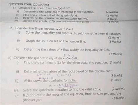 Question Four Marks A Consider The Linear Studyx