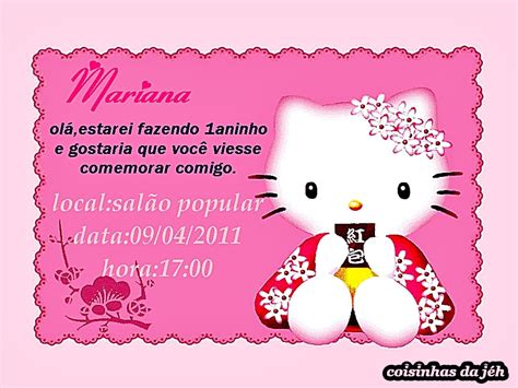 Coisinhas Da Jéh Convite Hello Kitty