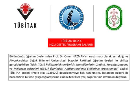 TÜbİtak 1002 A Hızlı Destek Programı Başarısı Kimya Bölümü