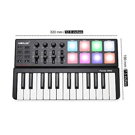 Worlde Panda Mini Portable 25 Keys Usb Keyboard Midi Controller