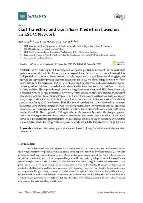 PDF Gait Trajectory And Gait Phase Prediction Based On An LSTM Network